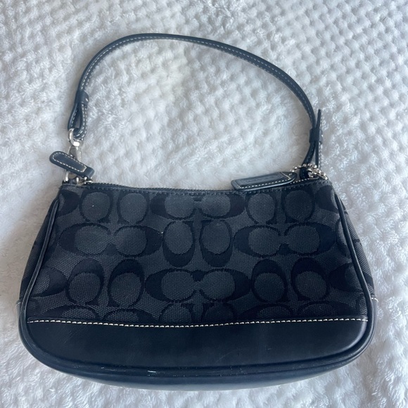 Coach | Bags | Coach 694 Vintage Black Leather Signature Canvas Mini ...